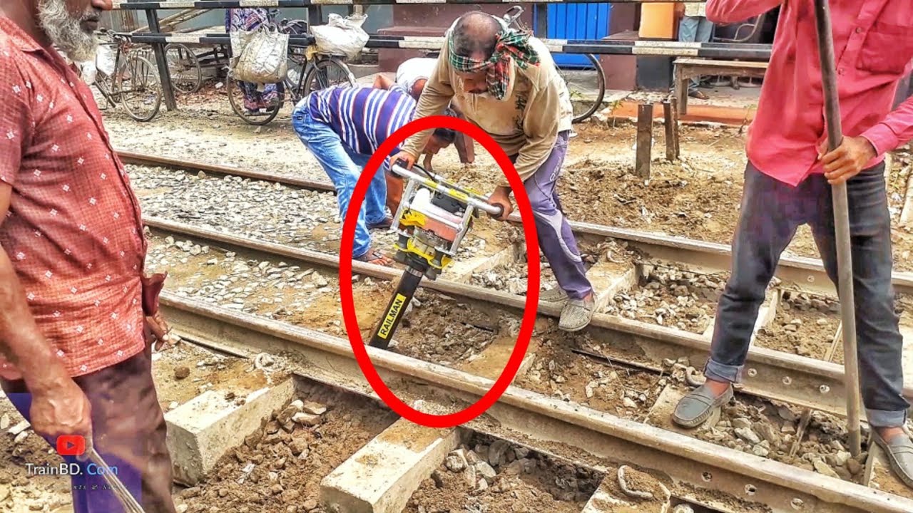 "Hand Tamping Machine" manually oparated by Bangladesh Railways Worker ...