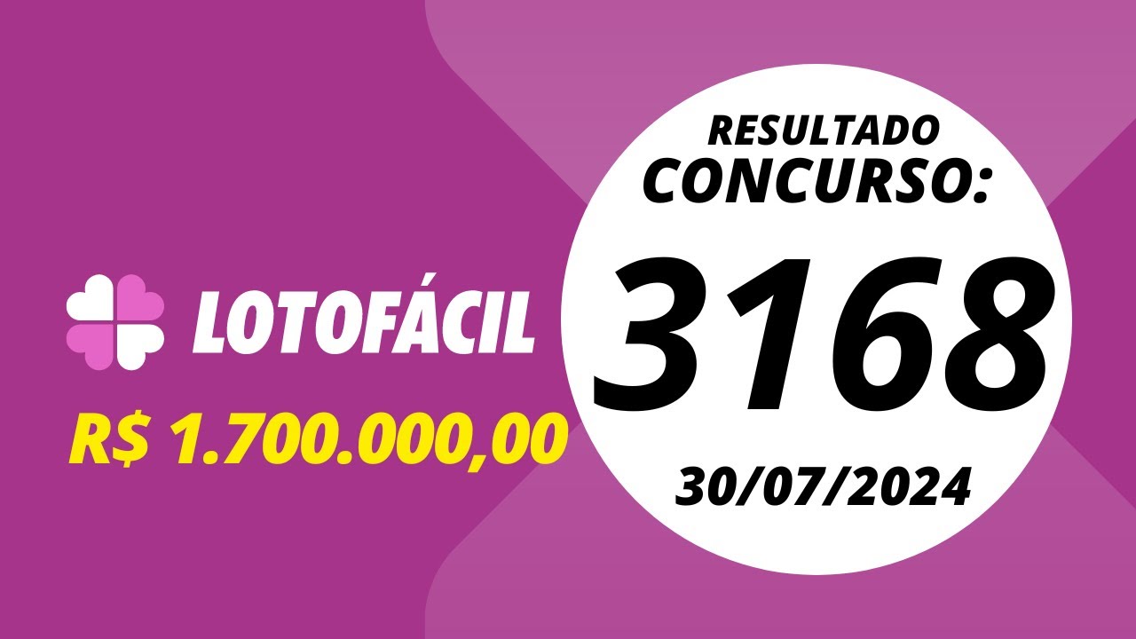 Lotofacil Resultado concurso 3168 30/07/2024 #resultadolotofacil # ...