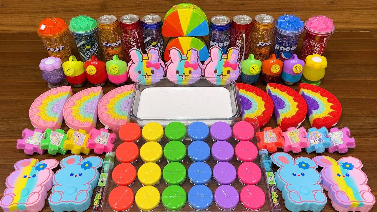 RABBITS slime!!!Mixing random into GLOSSY slime!!!Satisfying Nastya ...