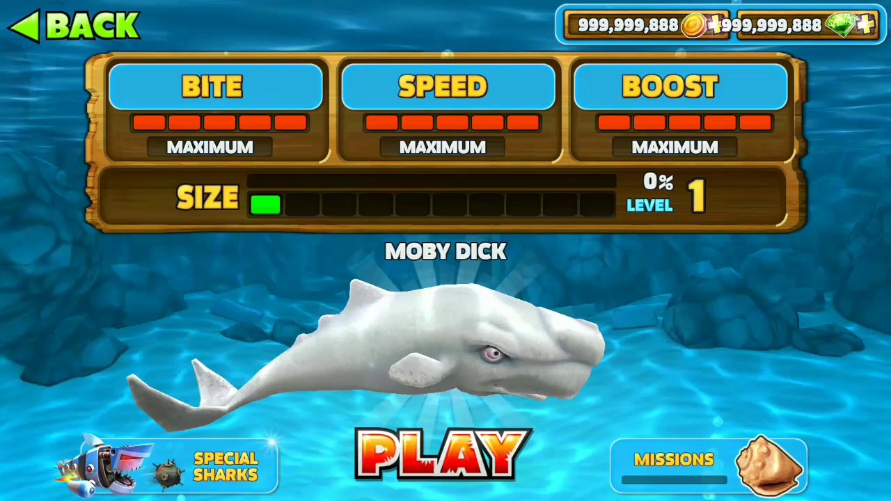 Hungry Shark Evolution Moby Dick Shark Android gameplay - YouTube