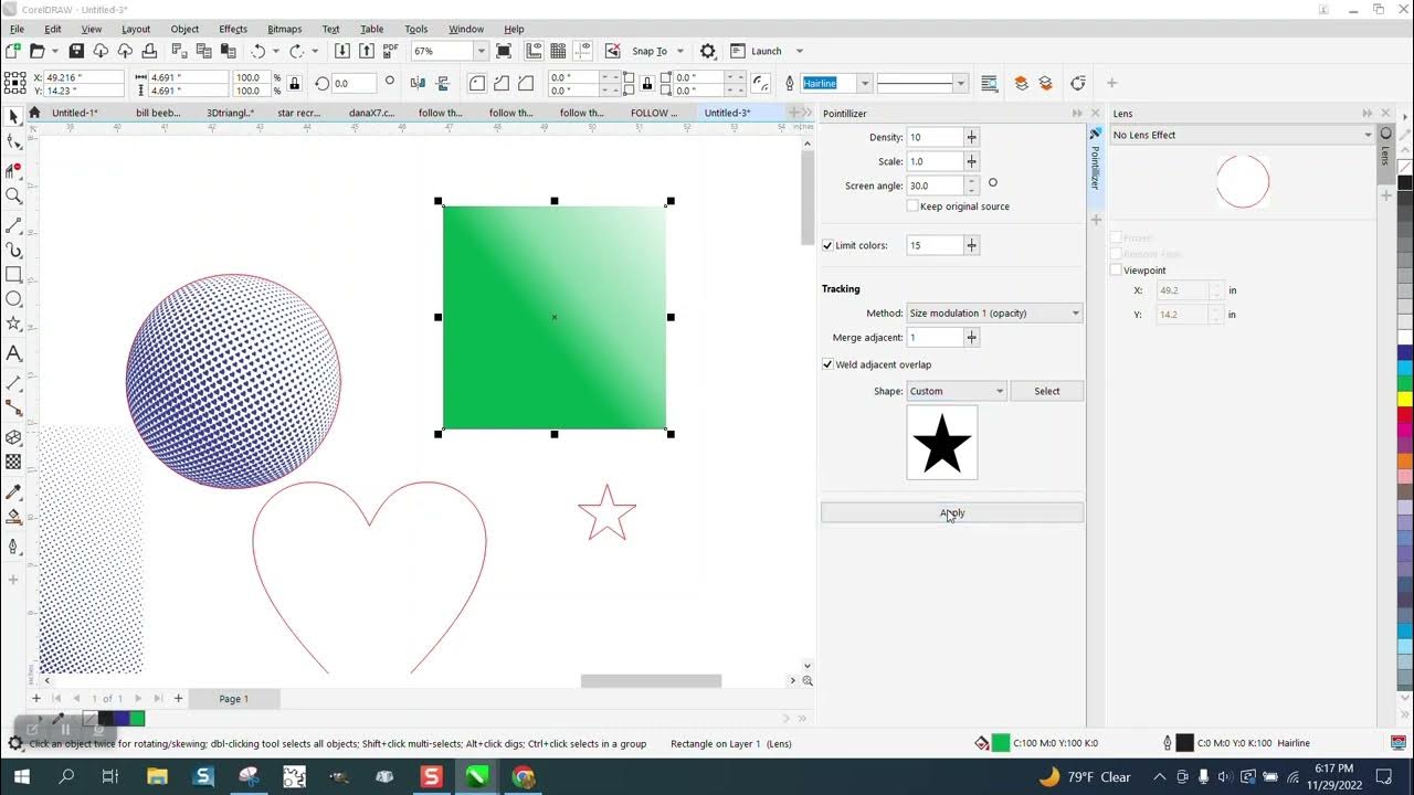 Corel Draw Tips & Tricks 3D Looking with a few tools Transparency and Pointillizer Part 2 - YouTube