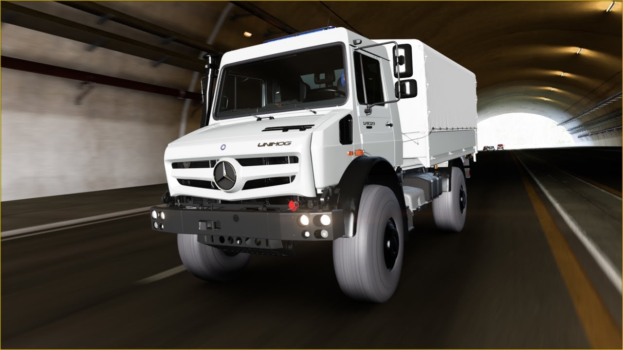 MERCEDES UNIMOG driving on the highway with collisions and country ...