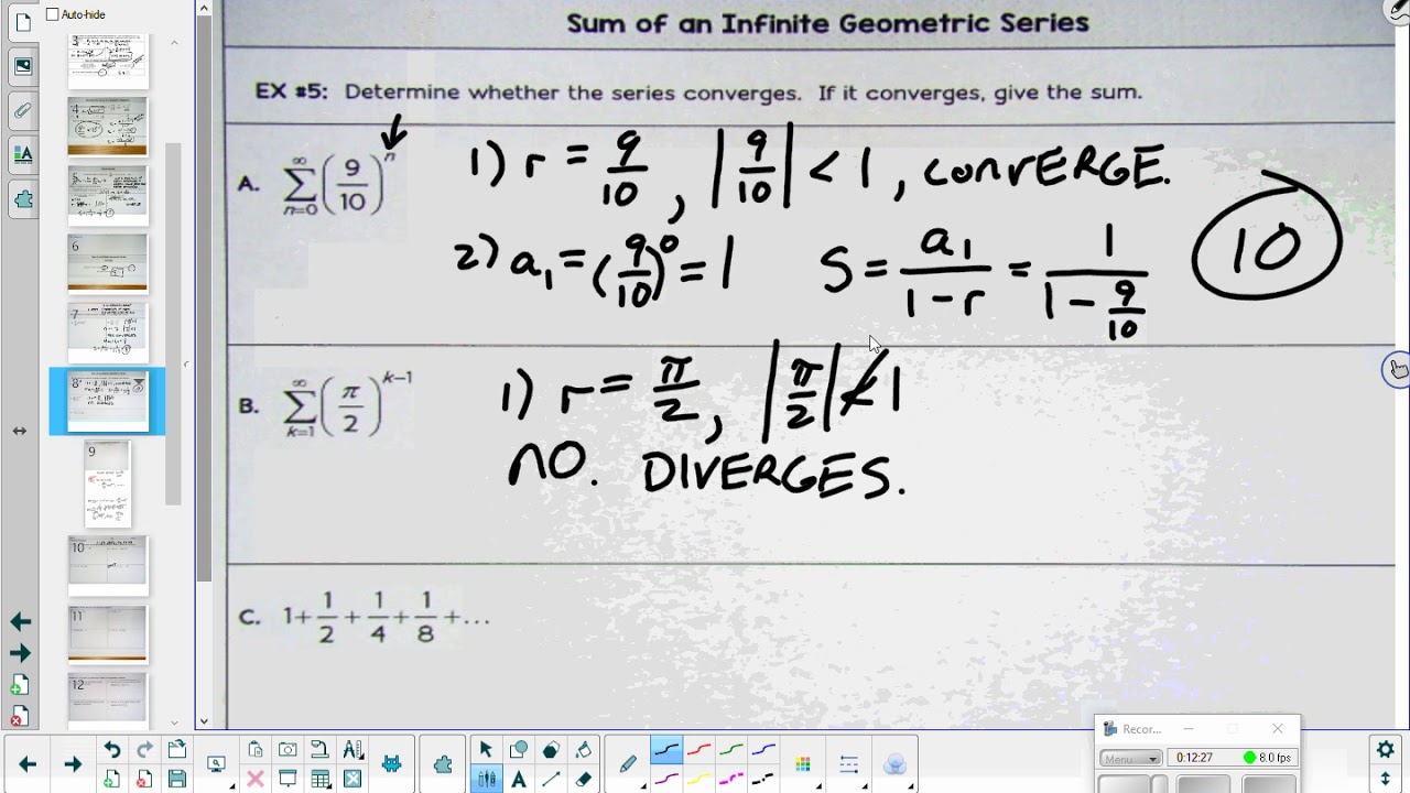 Arithmetic and geometric series lesson Acad 5 2 19 - YouTube
