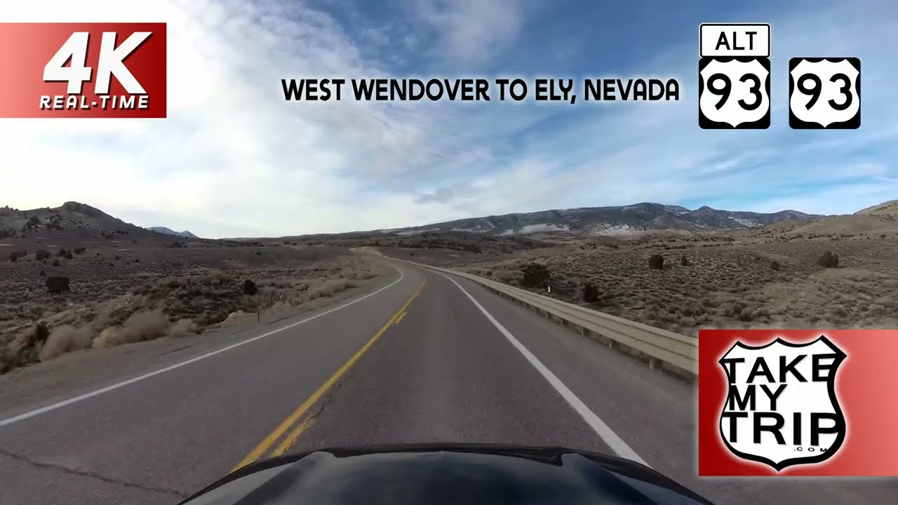 Southbound through Nevada on US 93 & Alt 93: West Wendover (I-80) to Ely, beautiful desert drive ...