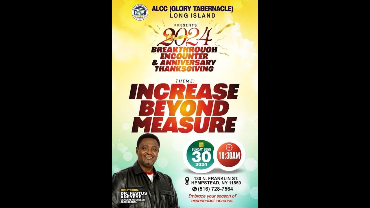 Increase Beyond Measure | Pastor Festus Adeyeye | June 30th 2024 | ALCC Glory Tabernacle - YouTube