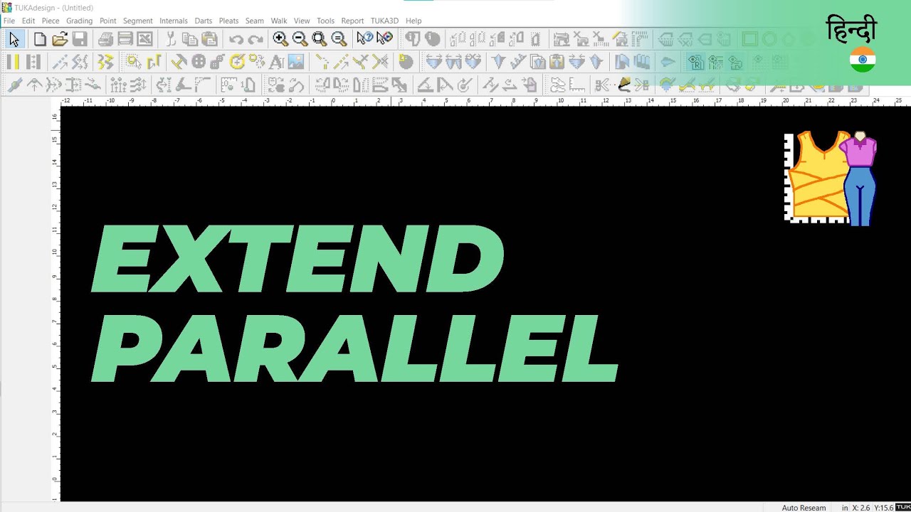 हिन्दी - Extend Parallel | TUKAdesign Video Help | CAD Pattern Making Software | Hindi - YouTube