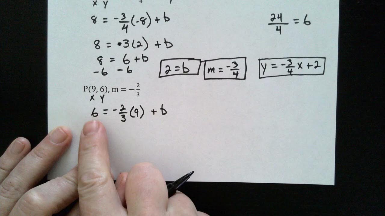 Writing an Equation in Slope Intercept Form Given the Slope and a Point ...