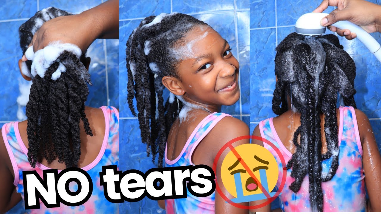 🚿Wash day routine for kids🥰 pre poo, shampoo, deep condition and ...