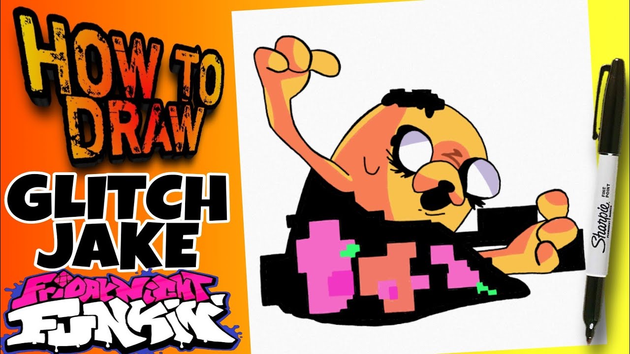 HOW TO DRAW GLITCH JAKE FROM FRIDAY NIGHT FUNKIN | como dibujar a jake ...