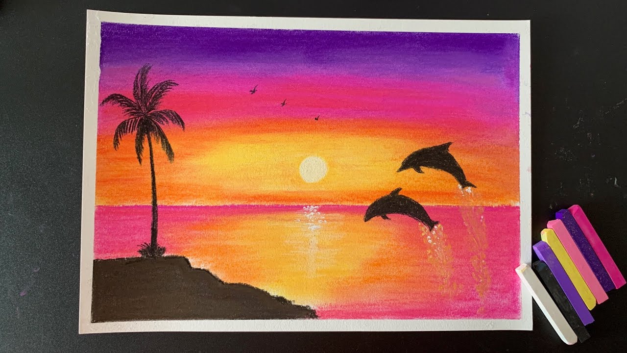 Easy Beautiful Scenery Drawing Tutorial || Soft Pastel Drawing || step ...