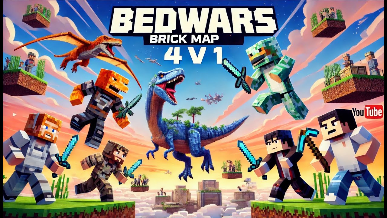 Bedwars - Brick MAP - 4 VS 1 - MINECRAFT - LIFEBOAT SERVER - YouTube