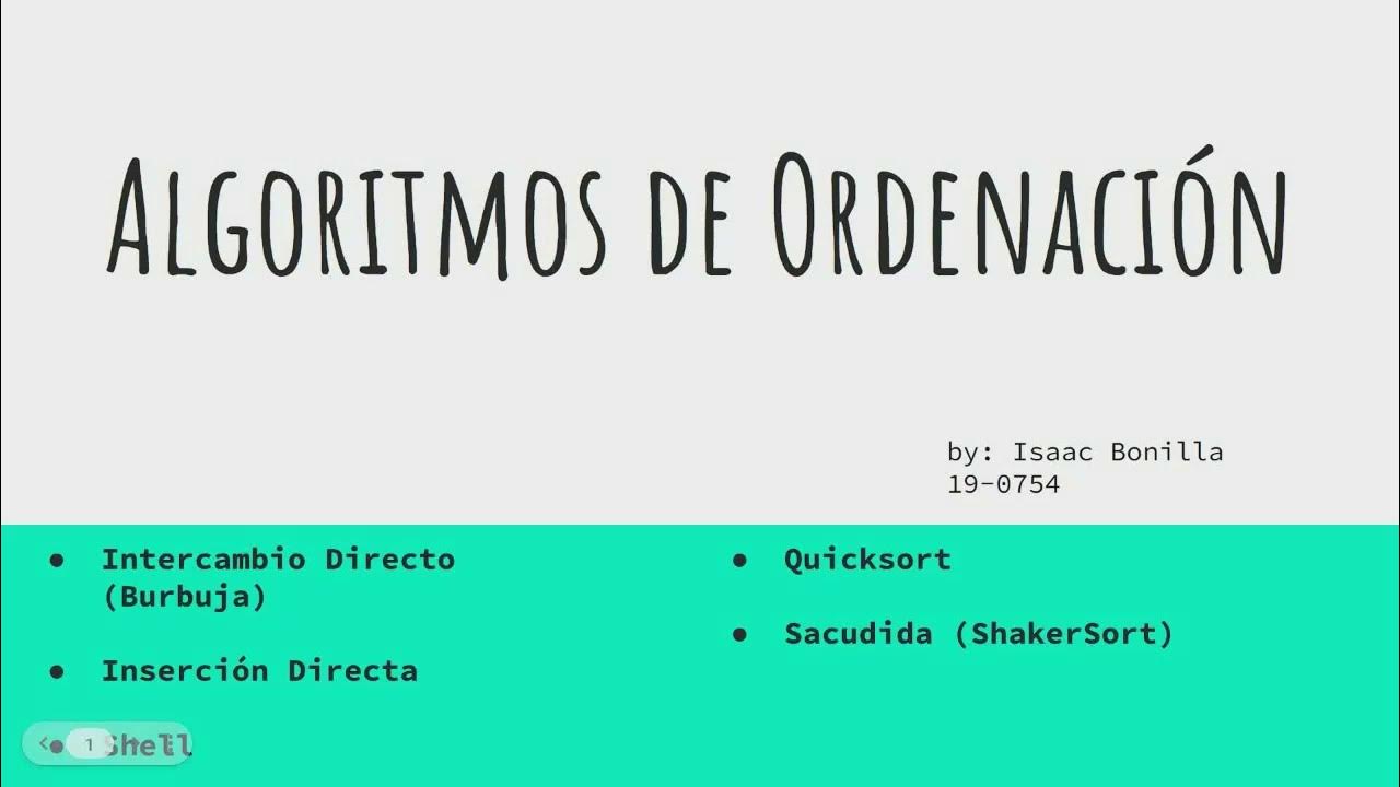 Explicacion Algoritmos de Ordenacion - YouTube