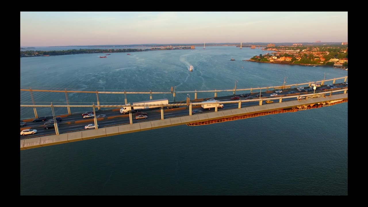 drone shot of whitestone bridge - YouTube