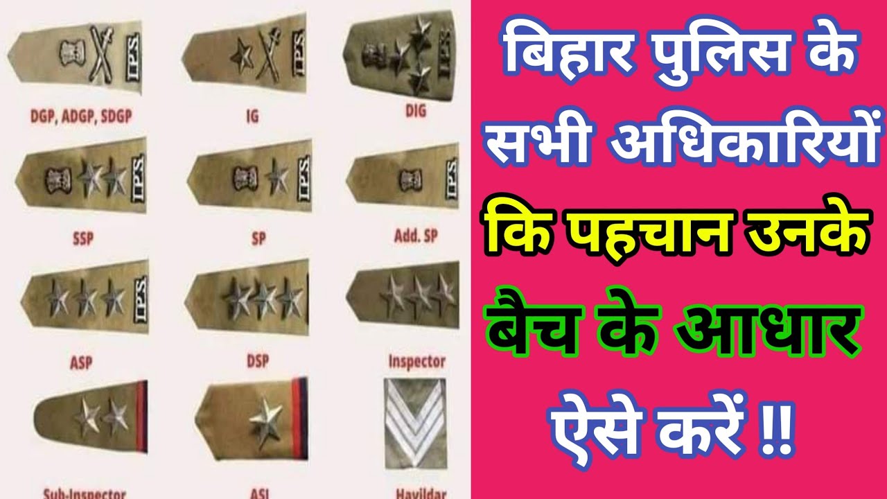 बिहार पुलिस अधिकारियों की पहचान उनके बैच के अनुसार करें !! Bihar Police ...