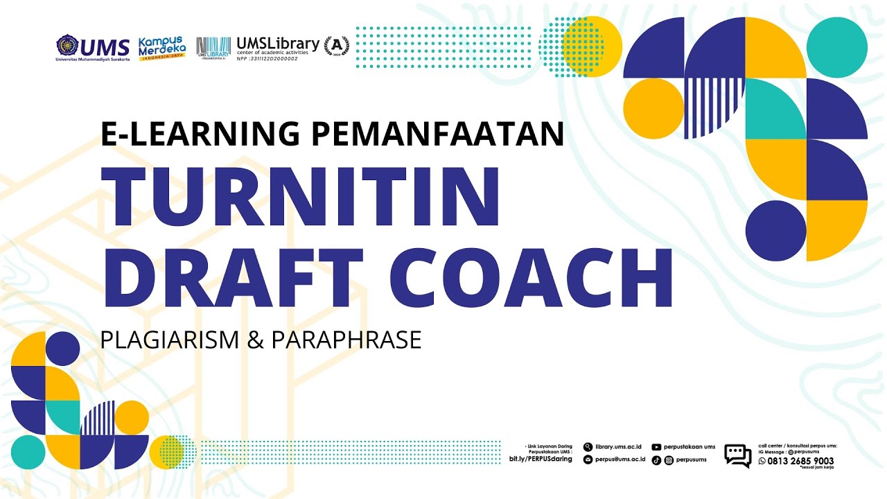 e-Learning Pemanfaatan Plagiarism Checking & Paraphrase Turnitin Draft Coach UMS - YouTube