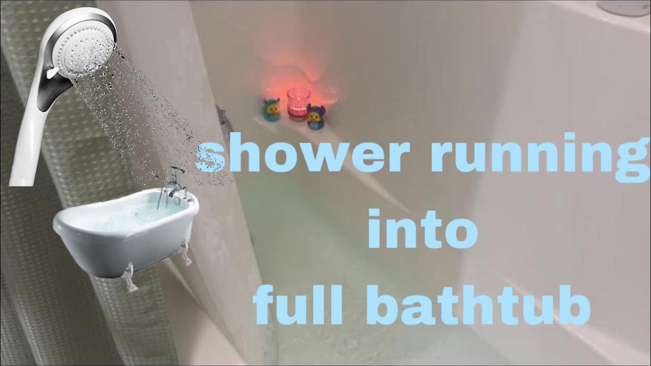 shower running into a half full tub - candle and ducks - relaxing water ...