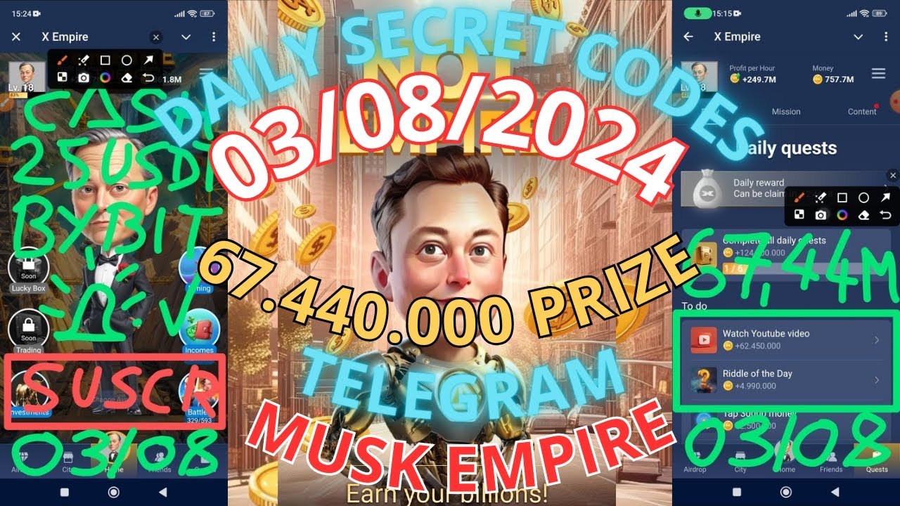03/08/2024 MUSK EMPIRE DAILY SECRET CODE RIDDLE OF THE DAY VIDEO ...