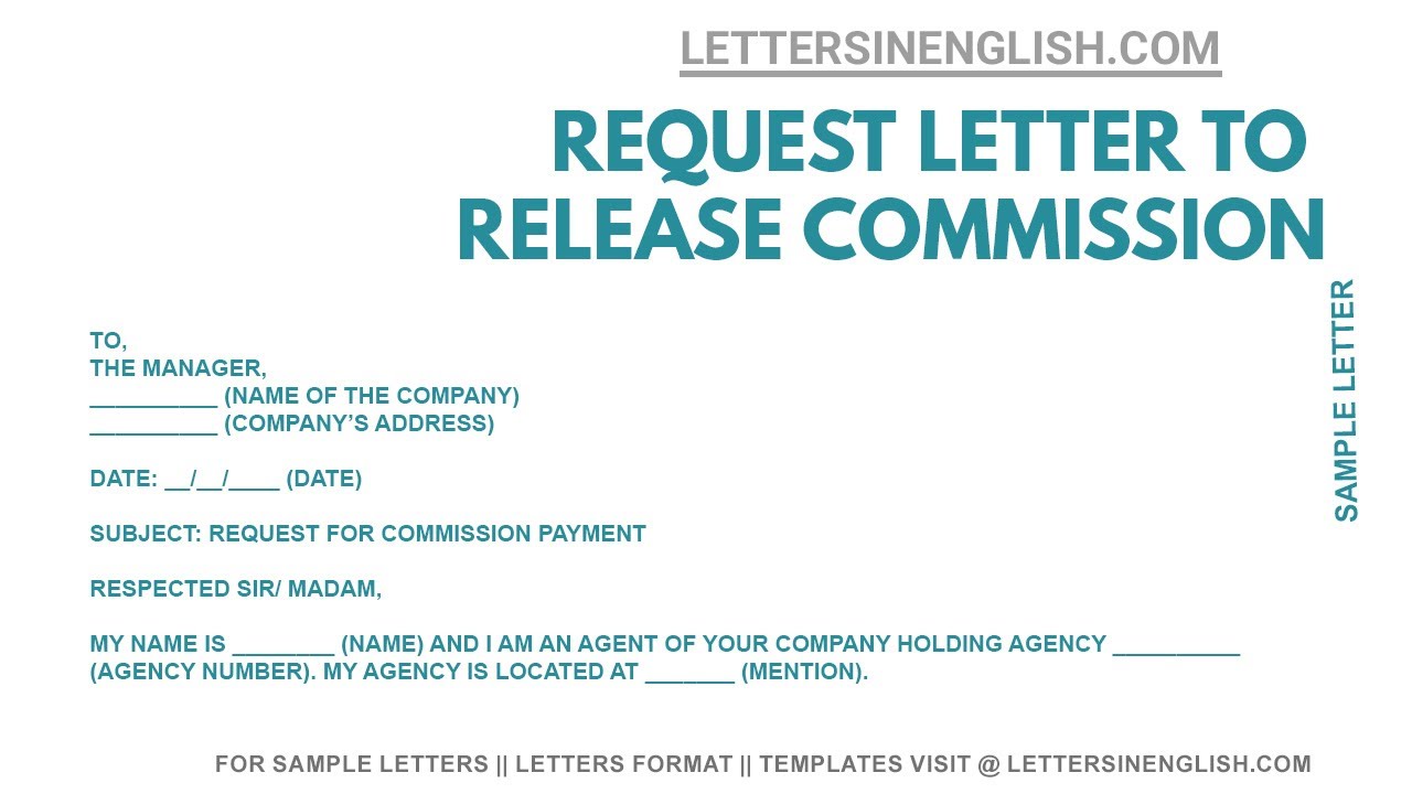 Request Letter to Release Commission - Commission Release Letter | Letters in English - YouTube