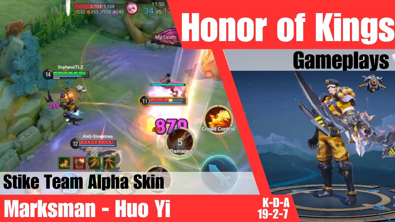 Honor of Kings - Huo Yi, Strike Team Alpha Skin | MVP 19 Kills 7 Assist ...