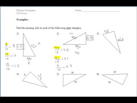 9.6 Families of Right Triangles Part II - YouTube