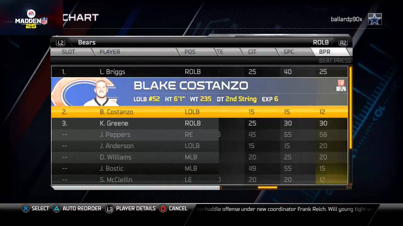 Madden 25 Tips How to Maximize Your Depth Chart Chicago Bears Depth ...