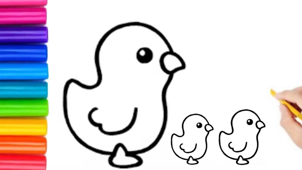 Cute Baby Chick, Drawing for kids & Toddlers | Easy & Cute Bird drawing ...