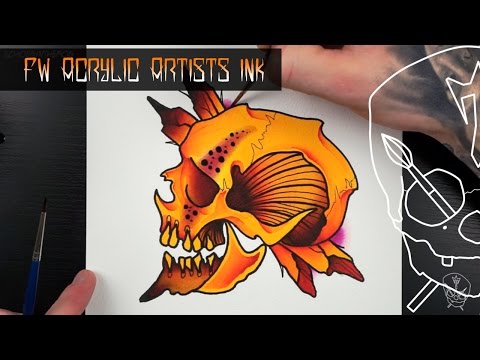 FW Acrylic Ink Tattoo Flash Watercolour Illustration Tutorial