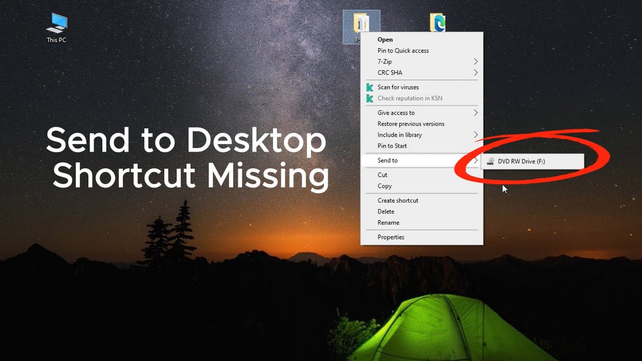 Send to Desktop Shortcut Missing' on Windows PC | Easy Solution! - YouTube