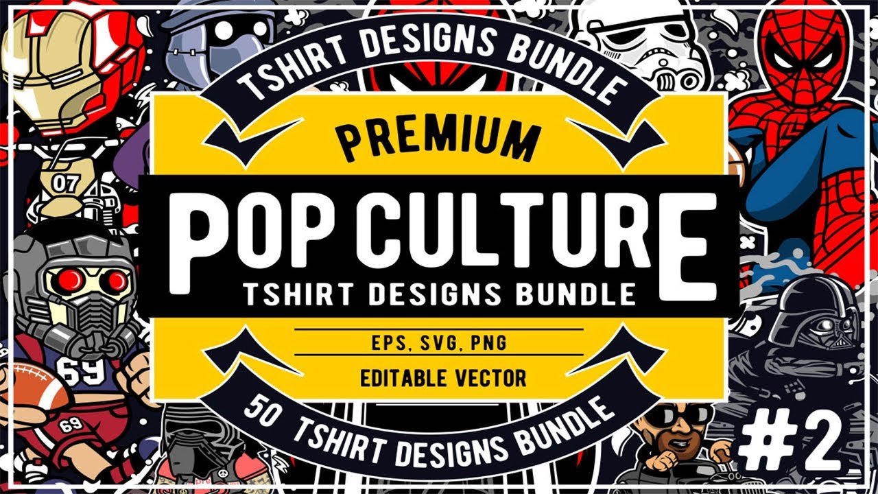 50 Pop Culture Vector Tshirt Designs Bundle #2 - YouTube