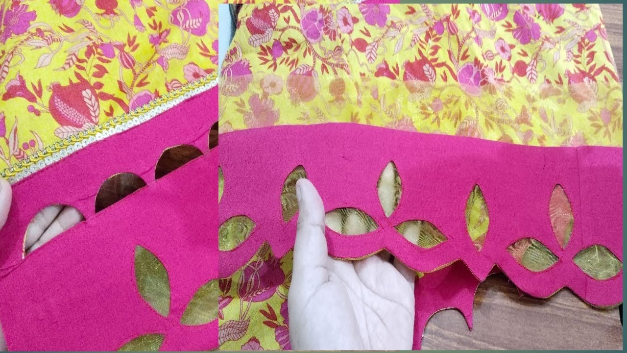All pattren applic cutwork trouser daman design organza patch cutwork ...