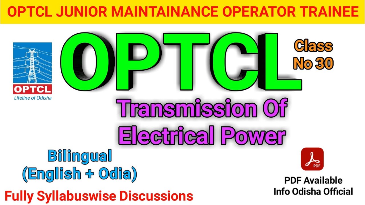 OPTCL Transmission Of Power Questions || OPTCL JMOT Electrical Class 30 ...