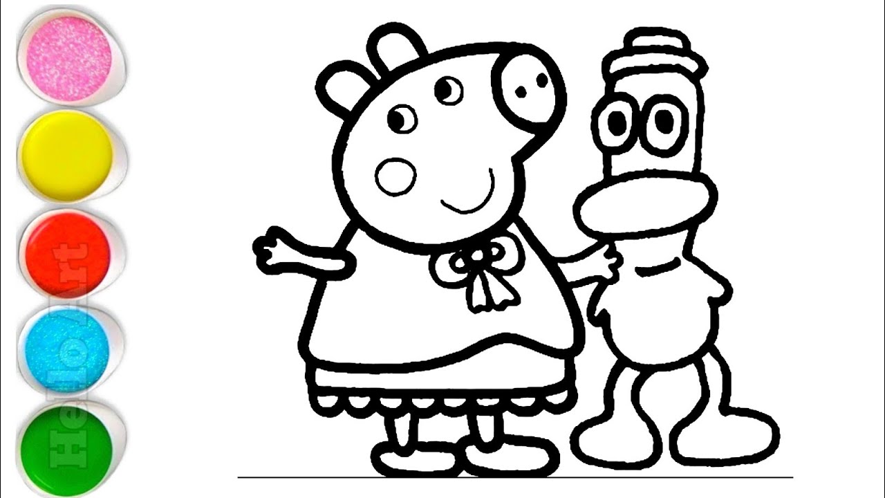 Cute Pippa Pig and Pato Drawing, Painting and Coloring For Kids and ...