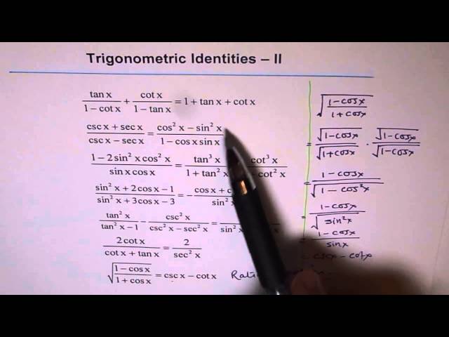Trig Identities Worksheet