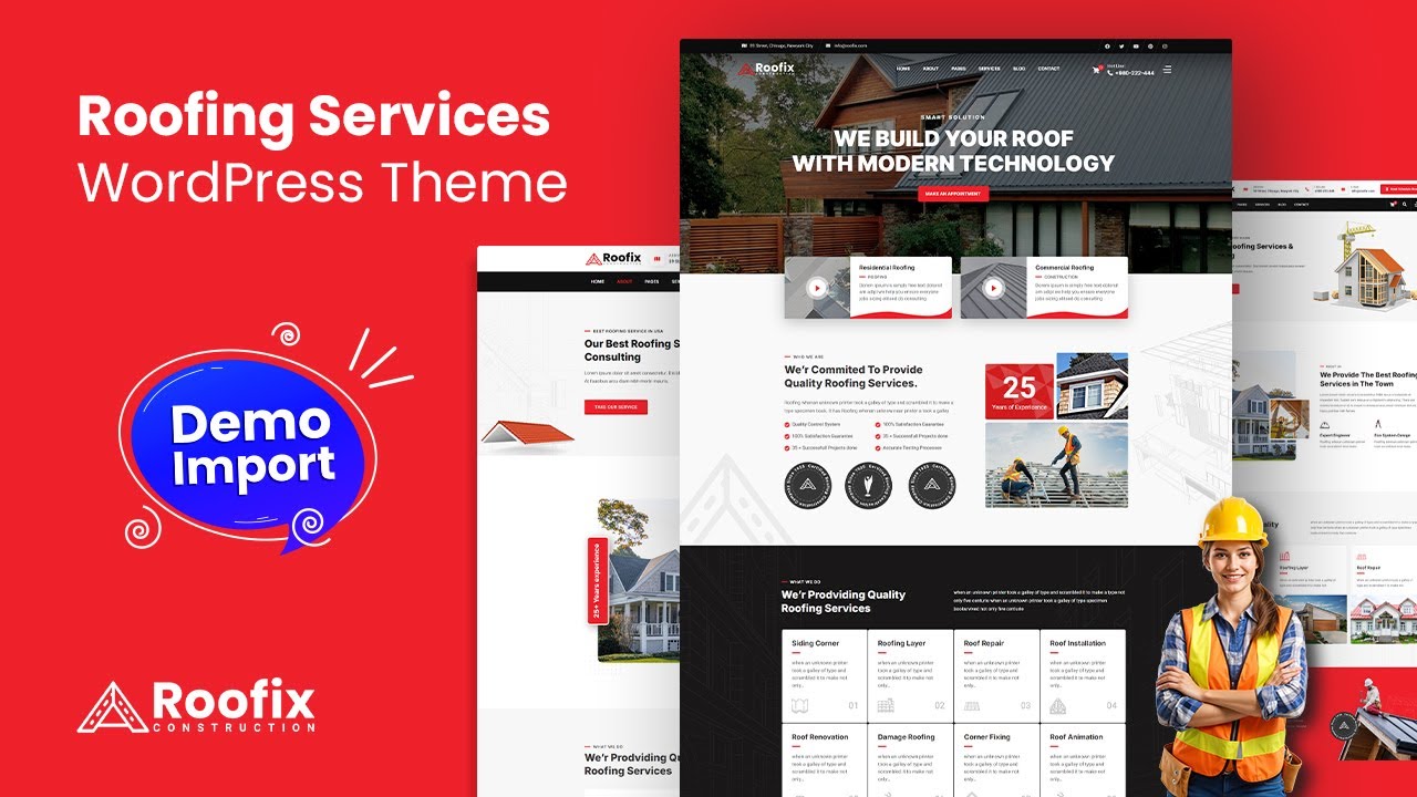 Roofix - Roofing Services WordPress Theme [One Click Demo Import] - YouTube