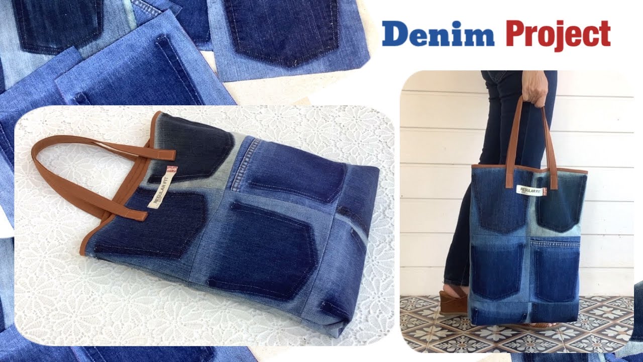 diy a denim tote bags tutorial , easy to sew a tote bag from old jeans ...