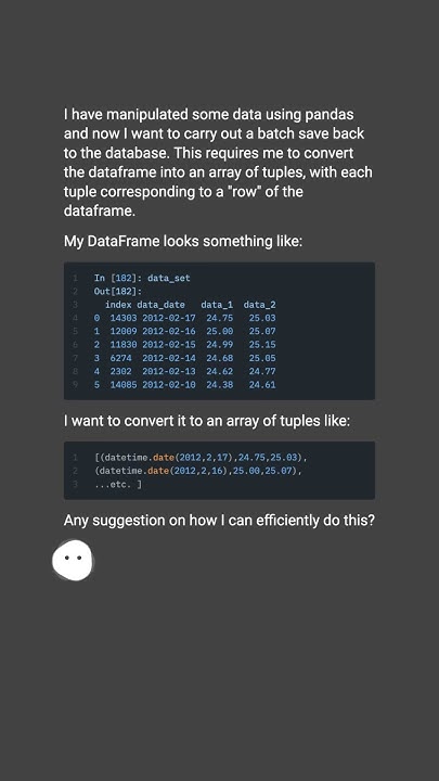Pandas Convert Dataframe To Array Of Tuples Shorts Youtube