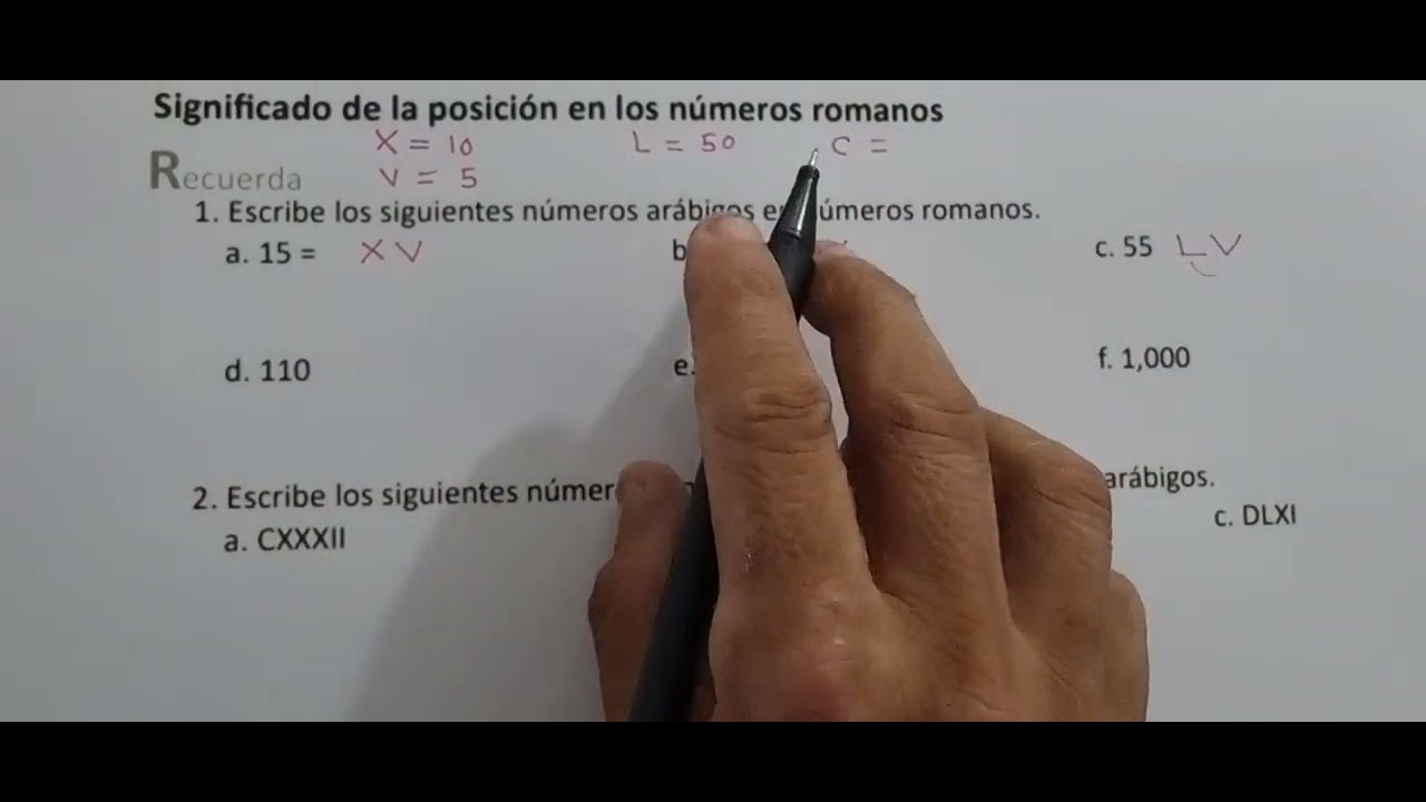 Significado de la posición en los números romanos (Cuaderno de ...