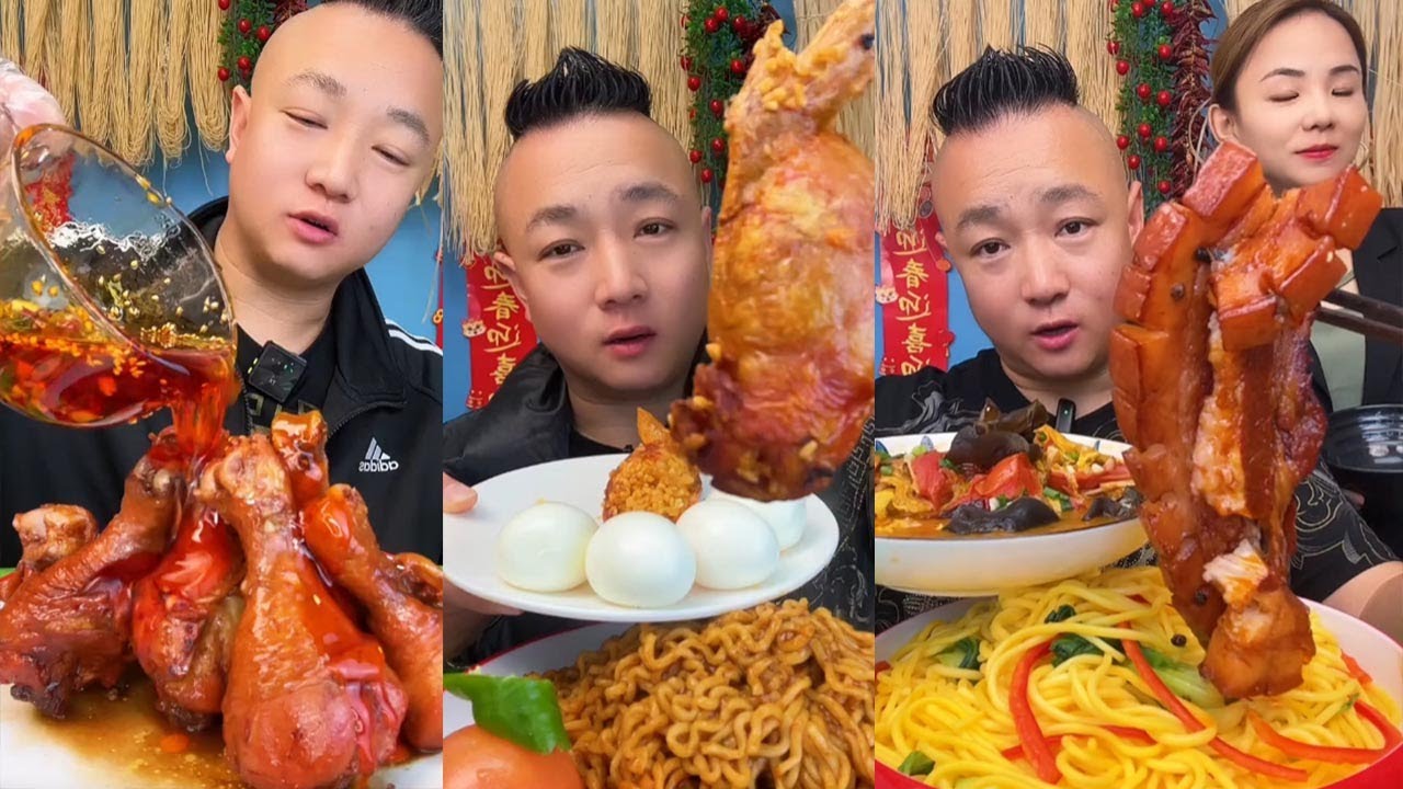 ASMR MUKBANG|SPICY CHICKEN DRUMSTICKS|NOODLES|CHICKEN WINGS RICE TURKEY NOODLES - YouTube