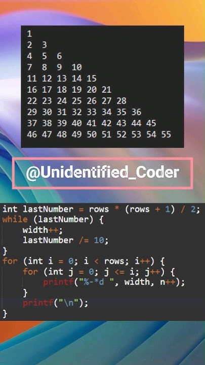 Floyd’s Triangle Pattern in C | #Unidentified_Coder - YouTube