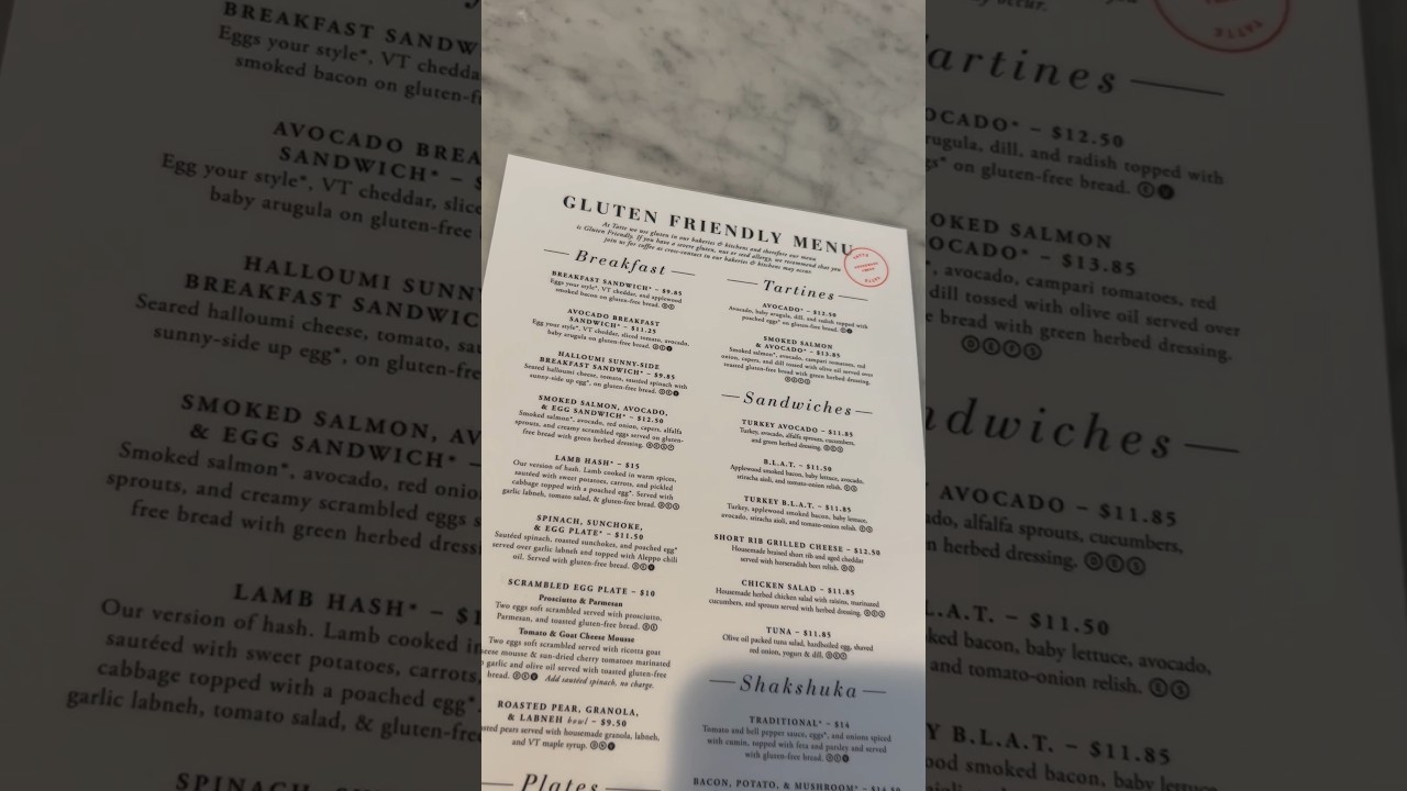 The Gluten Friendly Menu at Tatte 😍 #glutenfree - YouTube