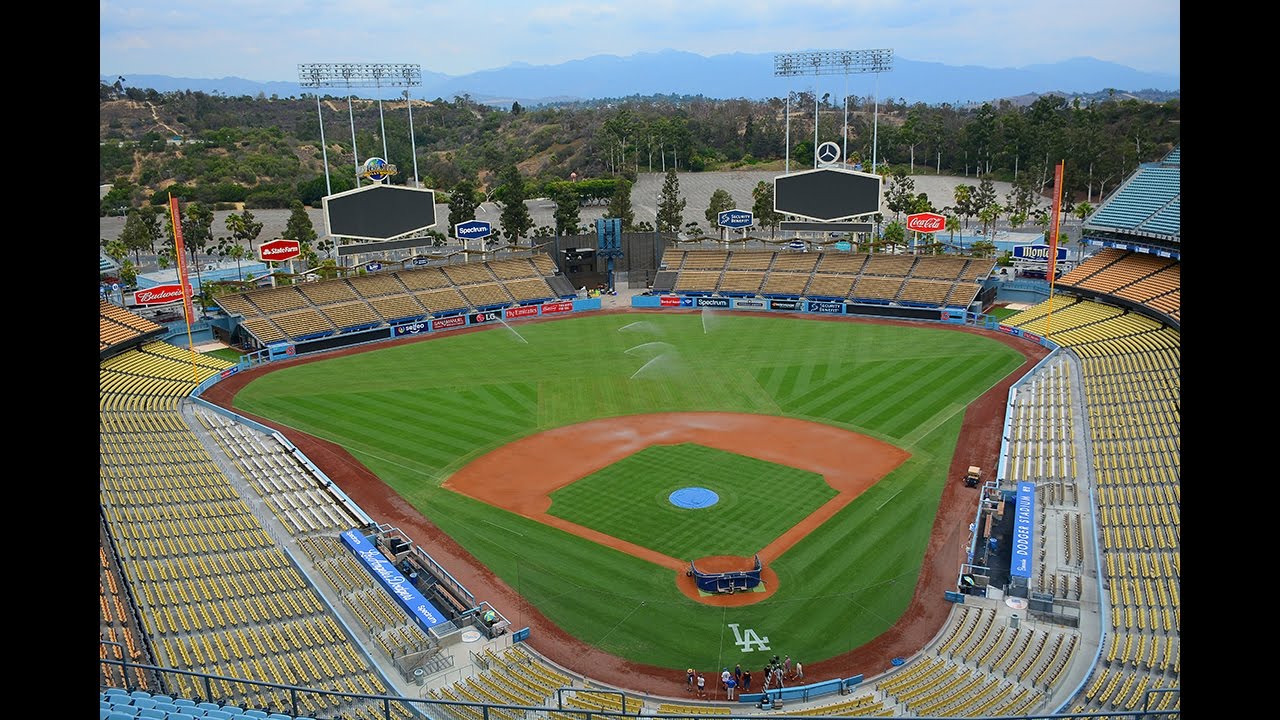 Beautiful view to empty Dodger Stadium in Los Angeles - YouTube