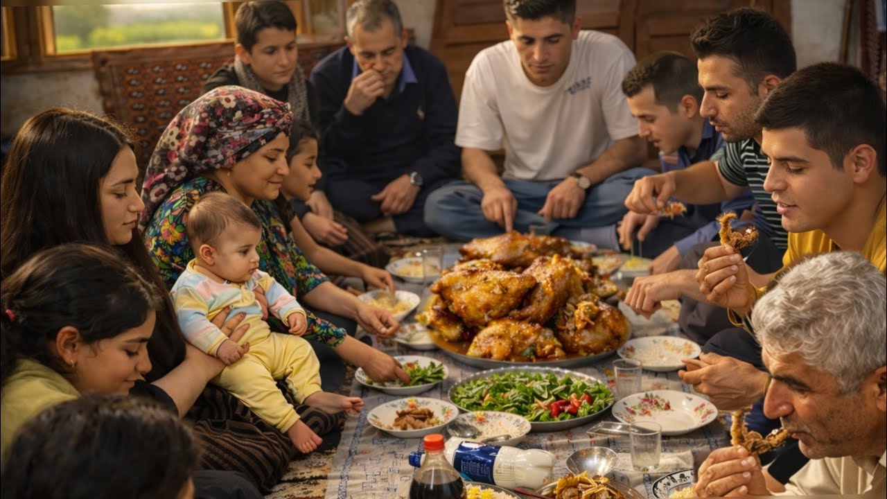 A heartwarming day in rural Iran ️ | Family Dinner with Butter Chicken ...