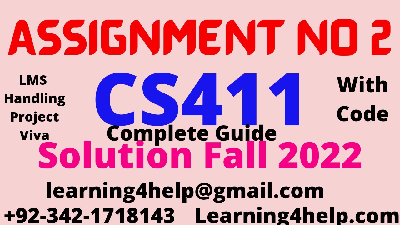 Cs411 Assignment 2 Solution Fall 2022 Cs411 Assignment No 2 Solution