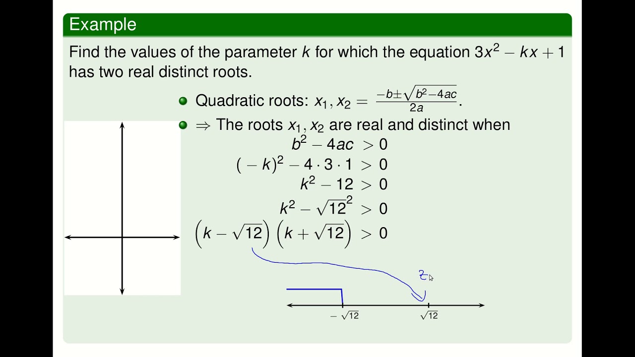 Quadratic functions part 10: choose parameter for distinct real roots ...