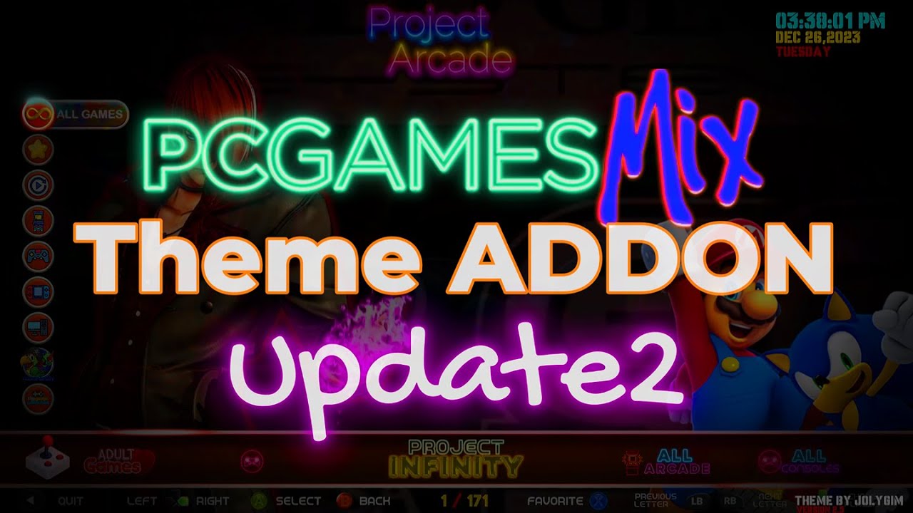 PC GAMES MIX ADDON | PROJECT ARCADE THEME ADDON UPDATE2 | RETROFE - YouTube