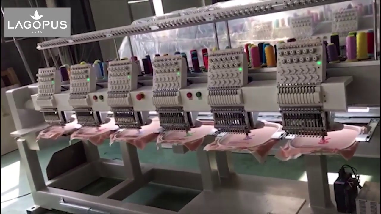 Six Head Embroidery Machine - YouTube