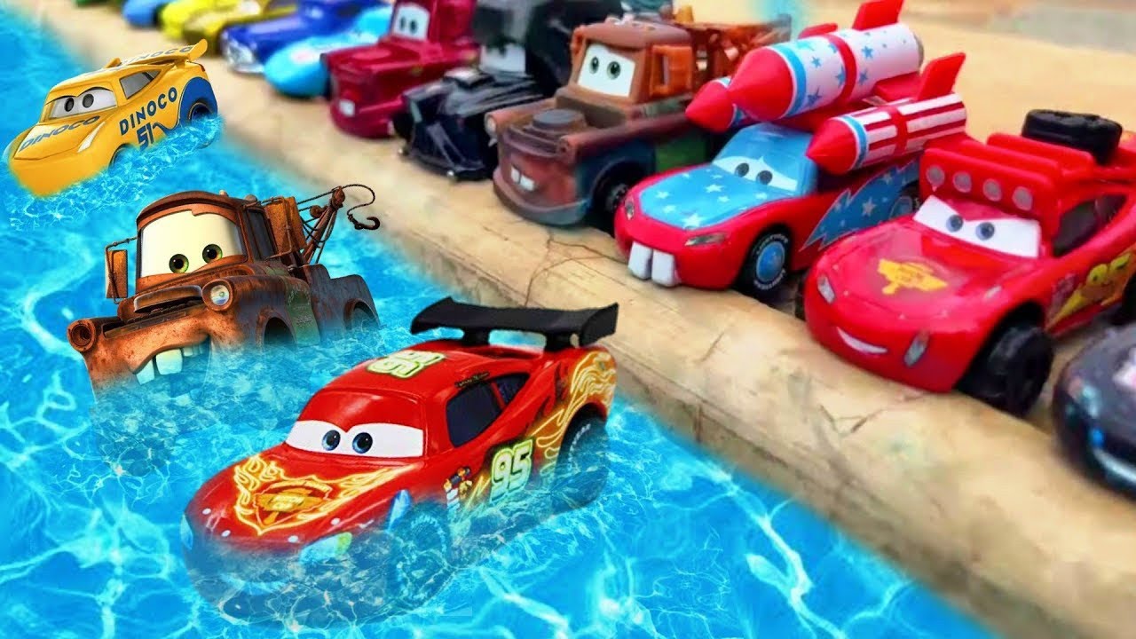 Disney Pixar Cars Fall Into The Water Lightning McQueen Robocar Poli ...