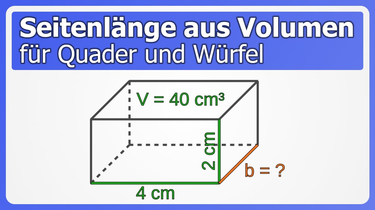 Seitenlänge aus Volumen berechnen für Quader und Würfel | Formeln ...