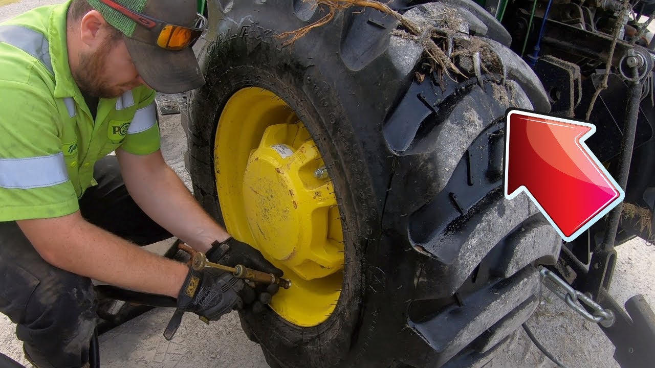Tractor Tire Field Repair and Adding Liquid Ballast - YouTube