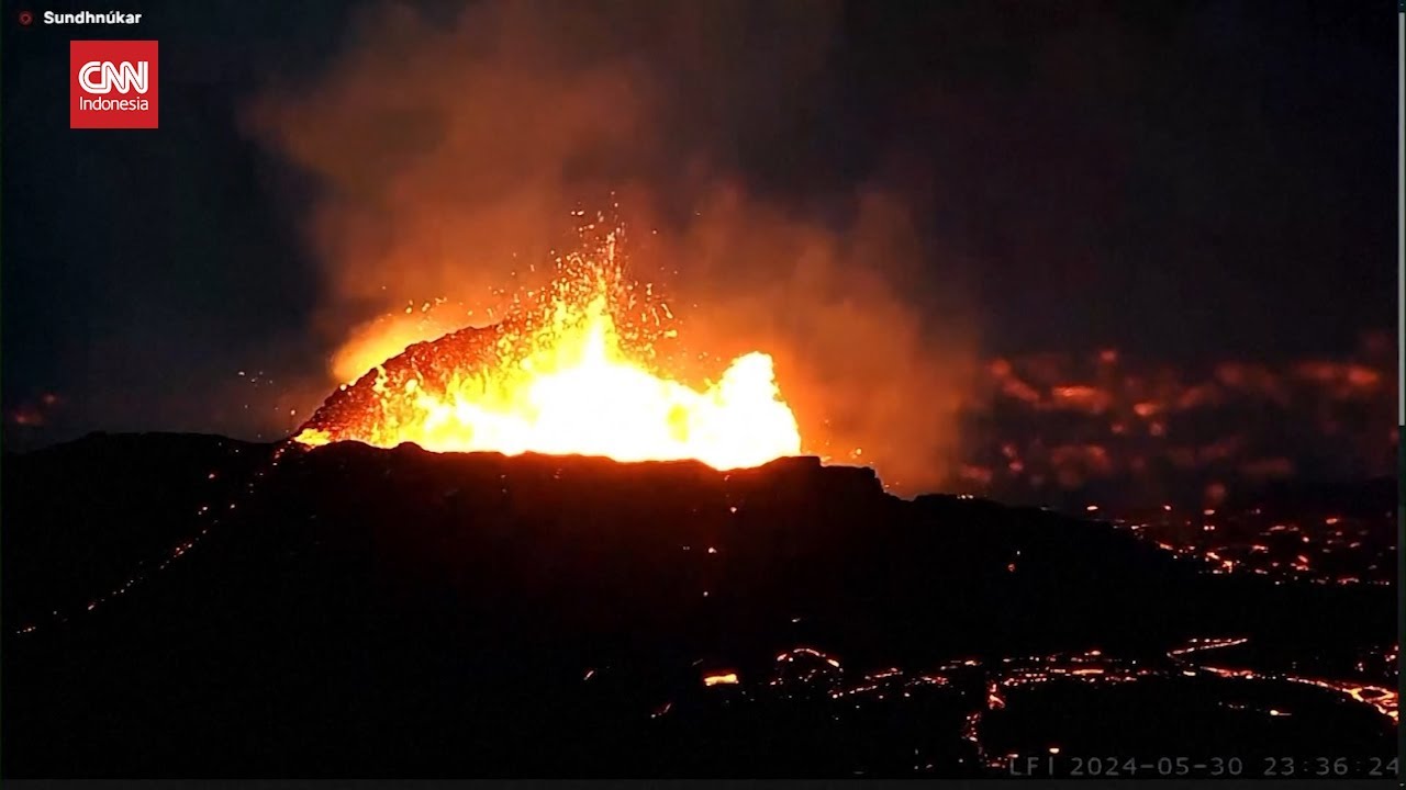 Momen Semburan Lava Gunung Api Eyjafjallajokull di Islandia - YouTube